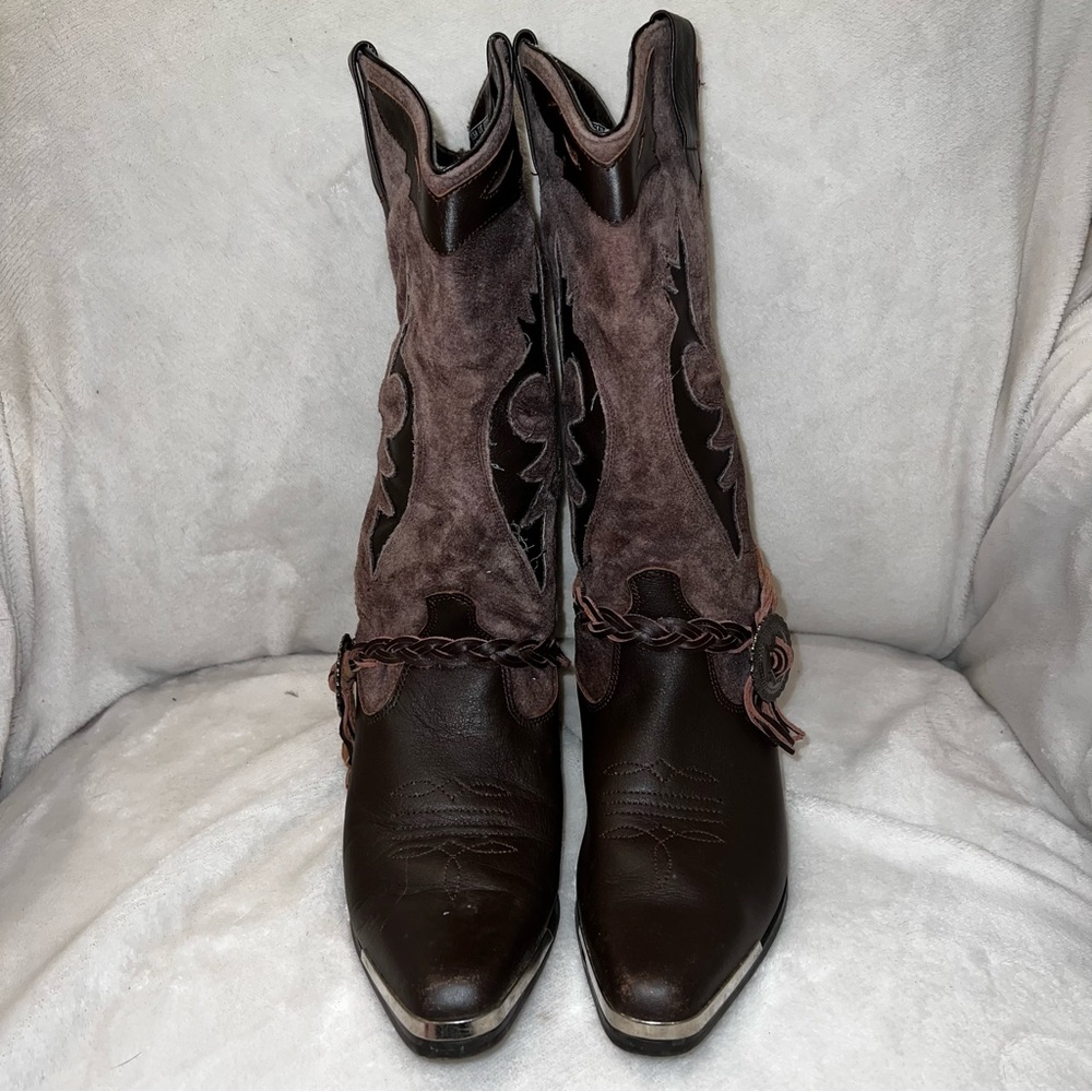 Oak Tree Farm Brown Leather Cowboy Boots - Gem